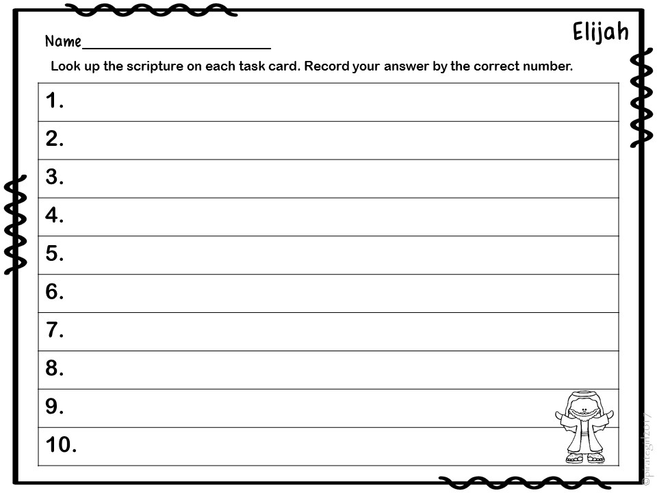 Bible Task Cards: Elijah | Made By Teachers