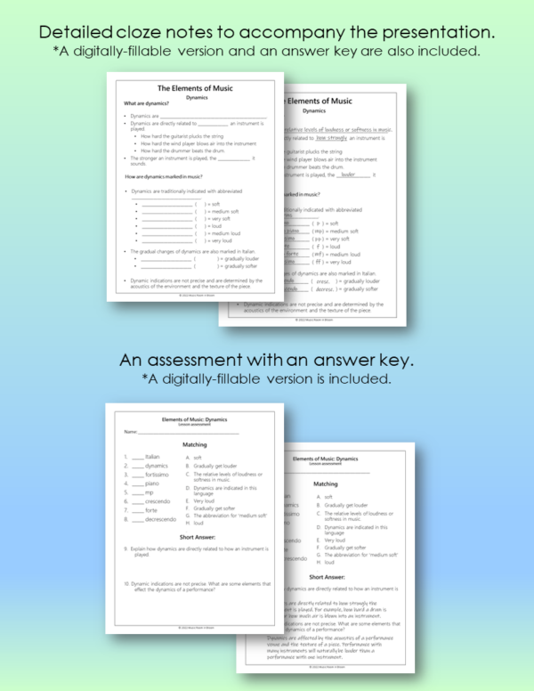 ELEMENTS OF MUSIC : DYNAMICS a High School Music Appreciation Unit ...