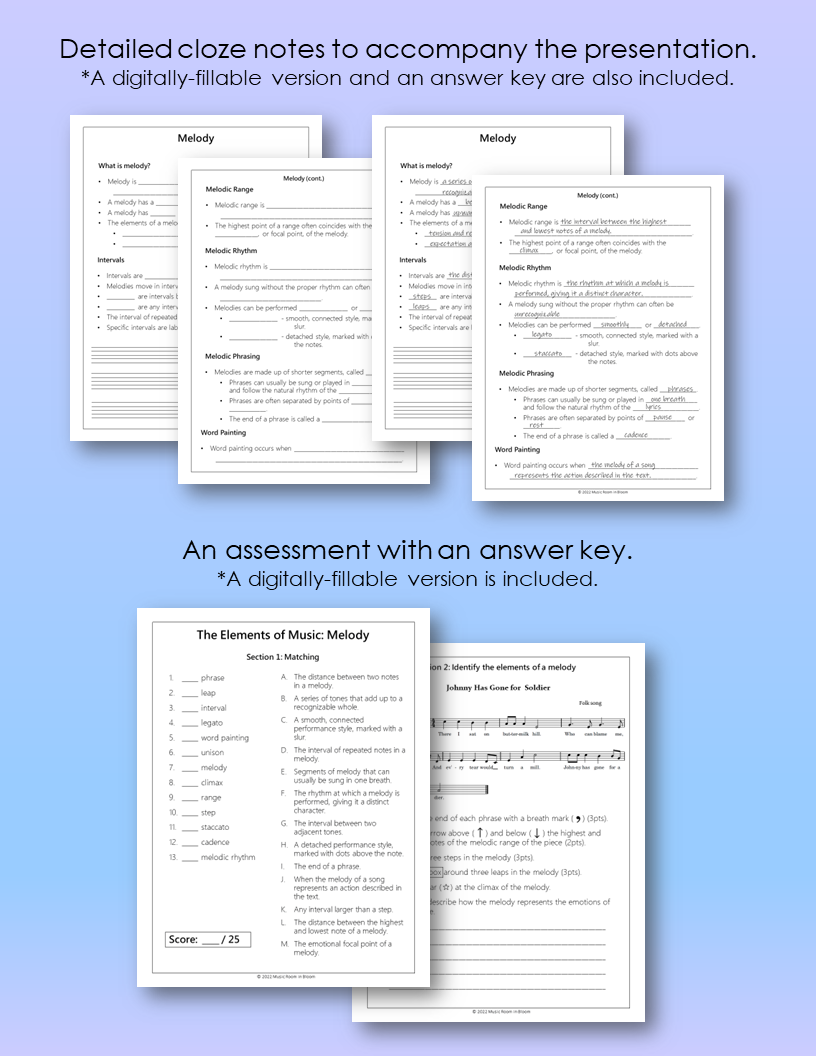 ELEMENTS OF MUSIC : MELODY a High School Music Appreciation Unit | Made ...