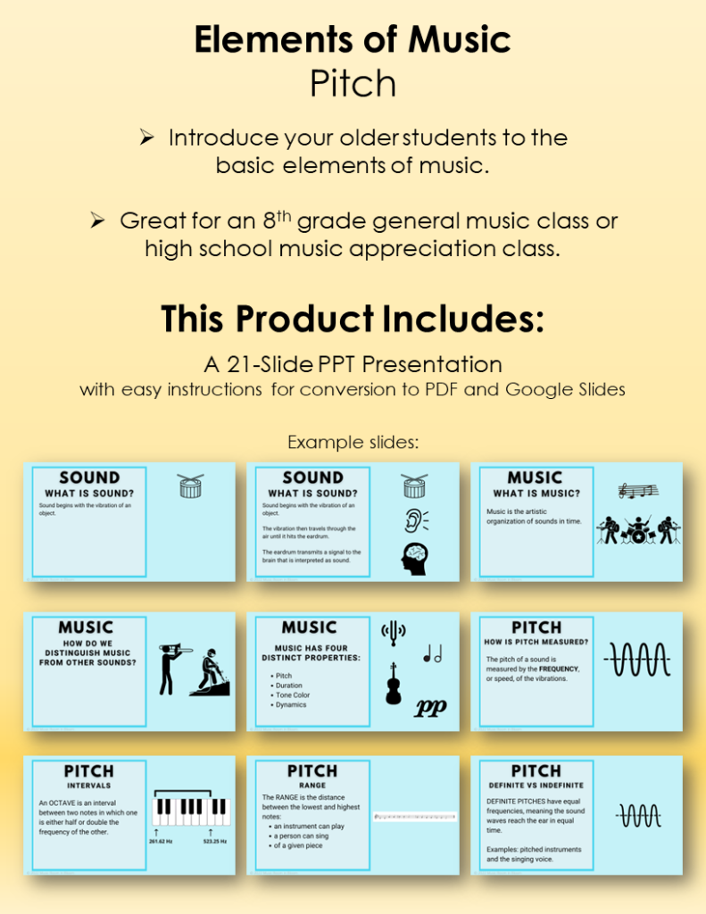 ELEMENTS OF MUSIC : SOUND AND PITCH a High School Music Appreciation ...