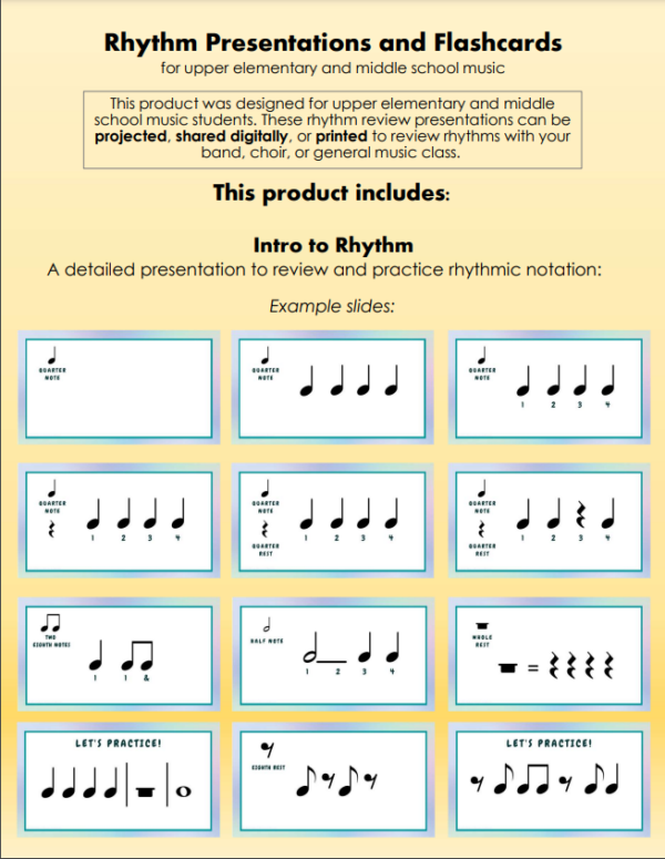 RHYTHM LESSON and FLASHCARDS for upper elementary and middle school ...