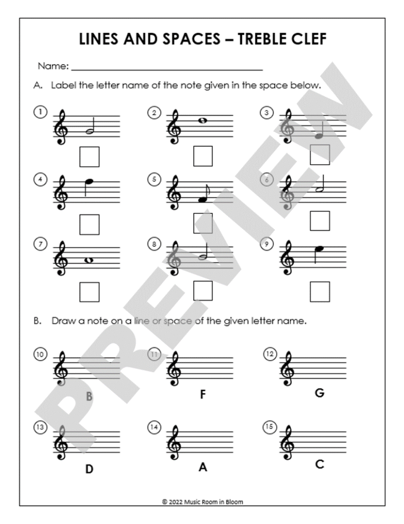 TREBLE AND BASS CLEF QUIZZES for Middle School General Music | Made By ...