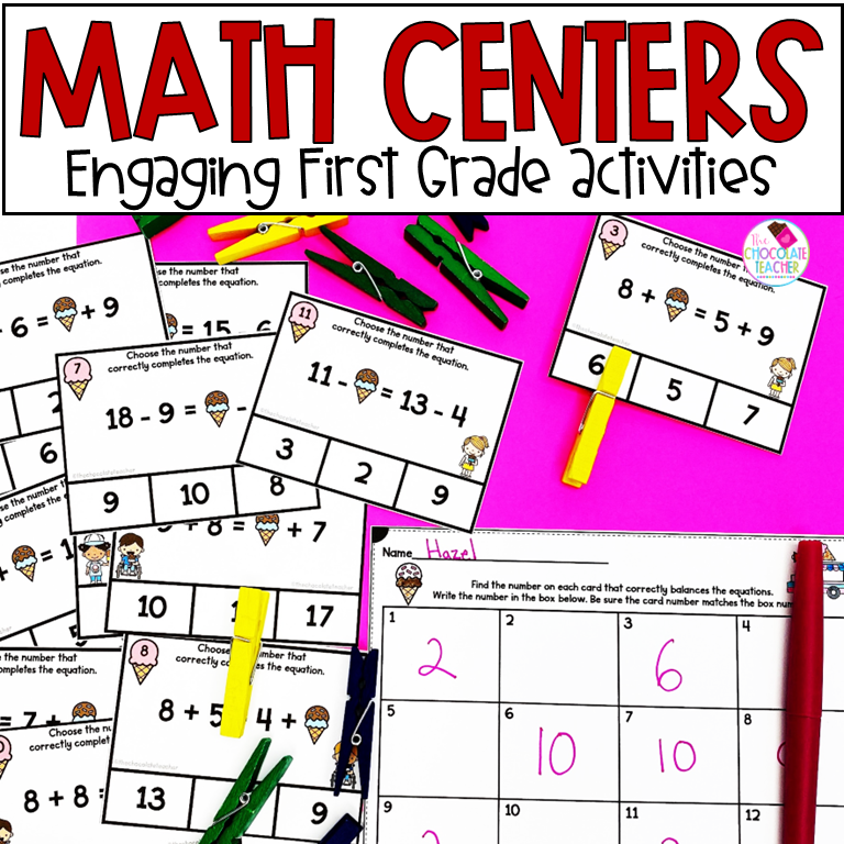 1st Grade Spring Math Centers - Place Value - Balancing Equations ...