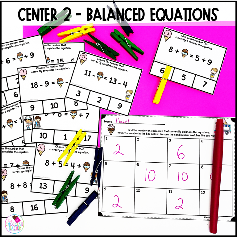 1st Grade Spring Math Centers - Place Value - Balancing Equations ...