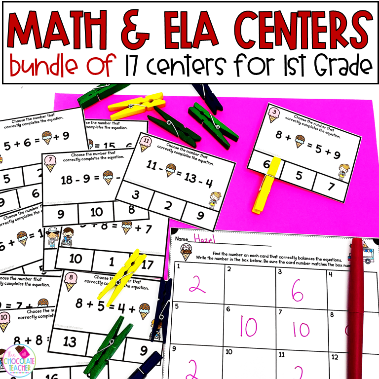 First Grade End of the Year Review - Math Centers - Literacy Centers ...