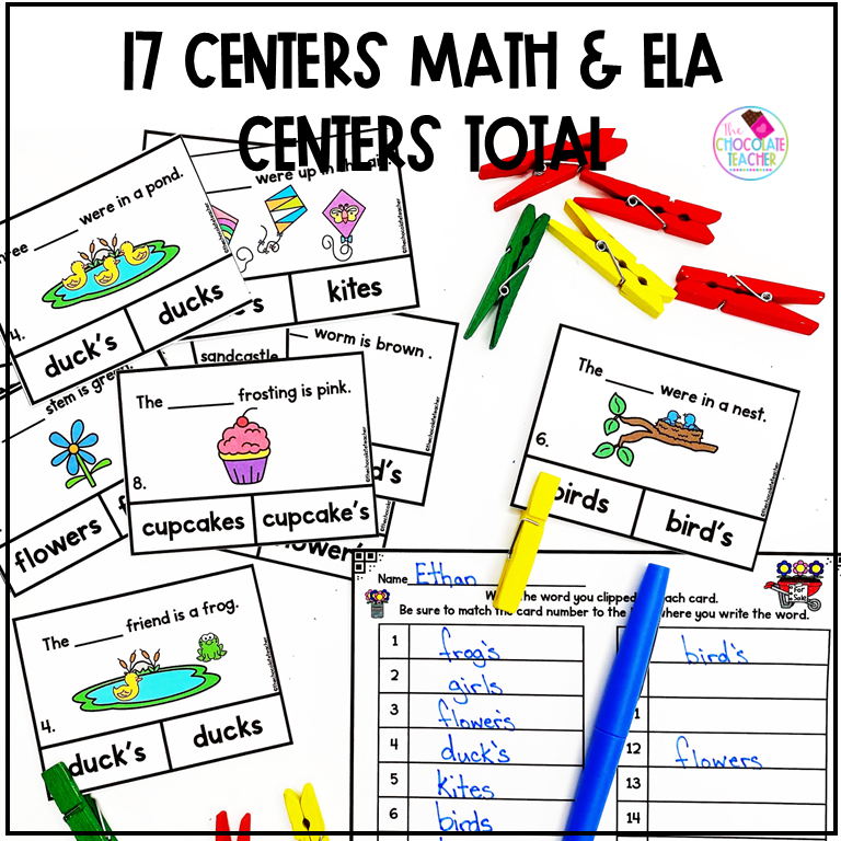 First Grade End of the Year Review - Math Centers - Literacy Centers ...