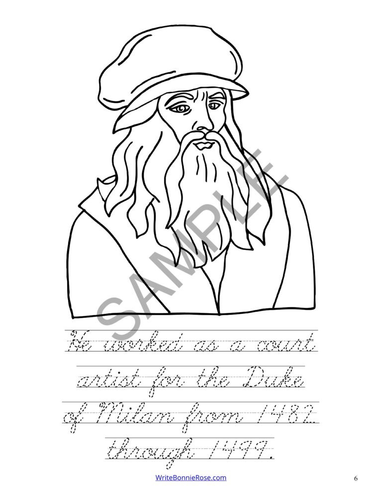 Leonardo da Vinci Coloring Book - Level C | Made By Teachers