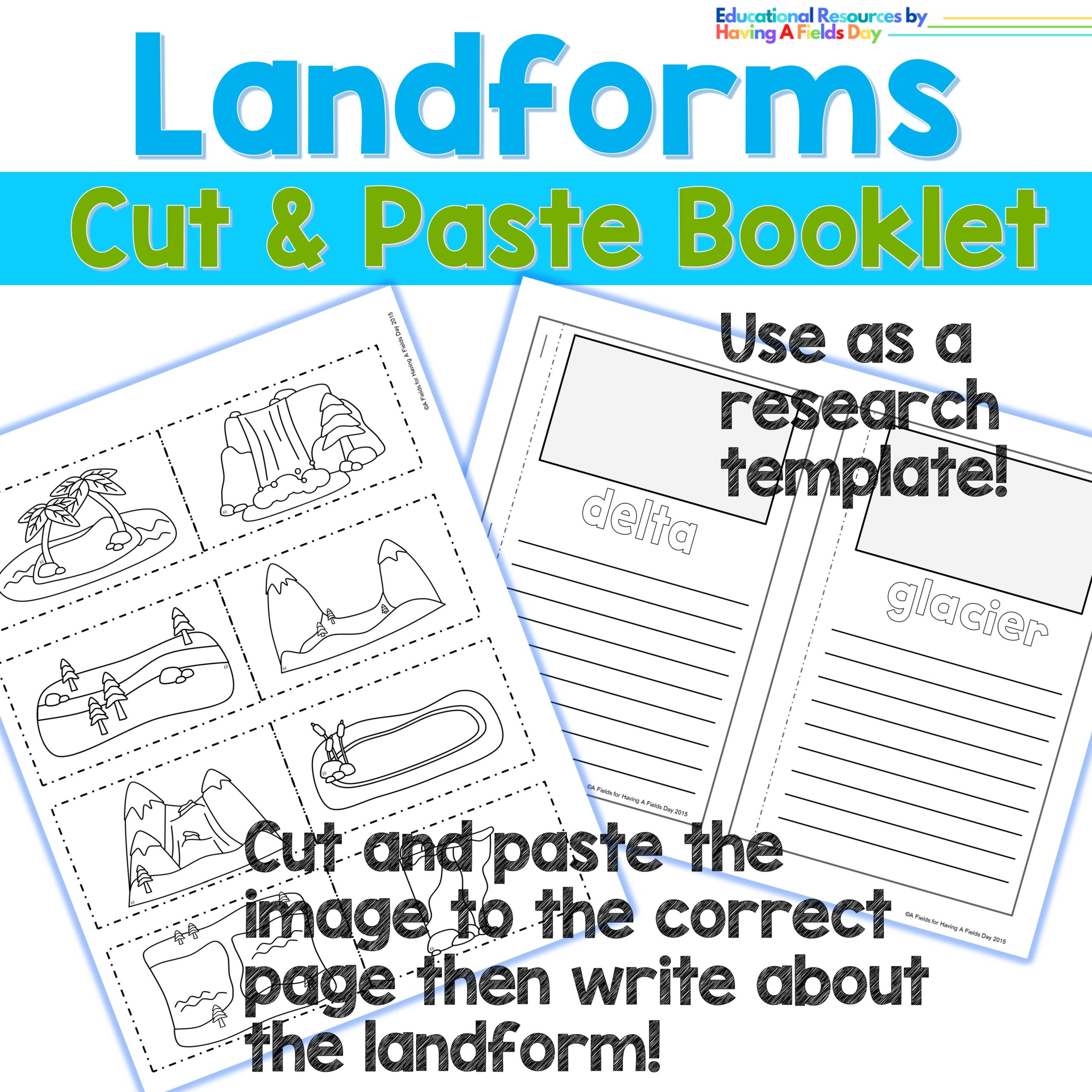 Landforms Cut and Paste Matching Mini Booklet | Research Template ...