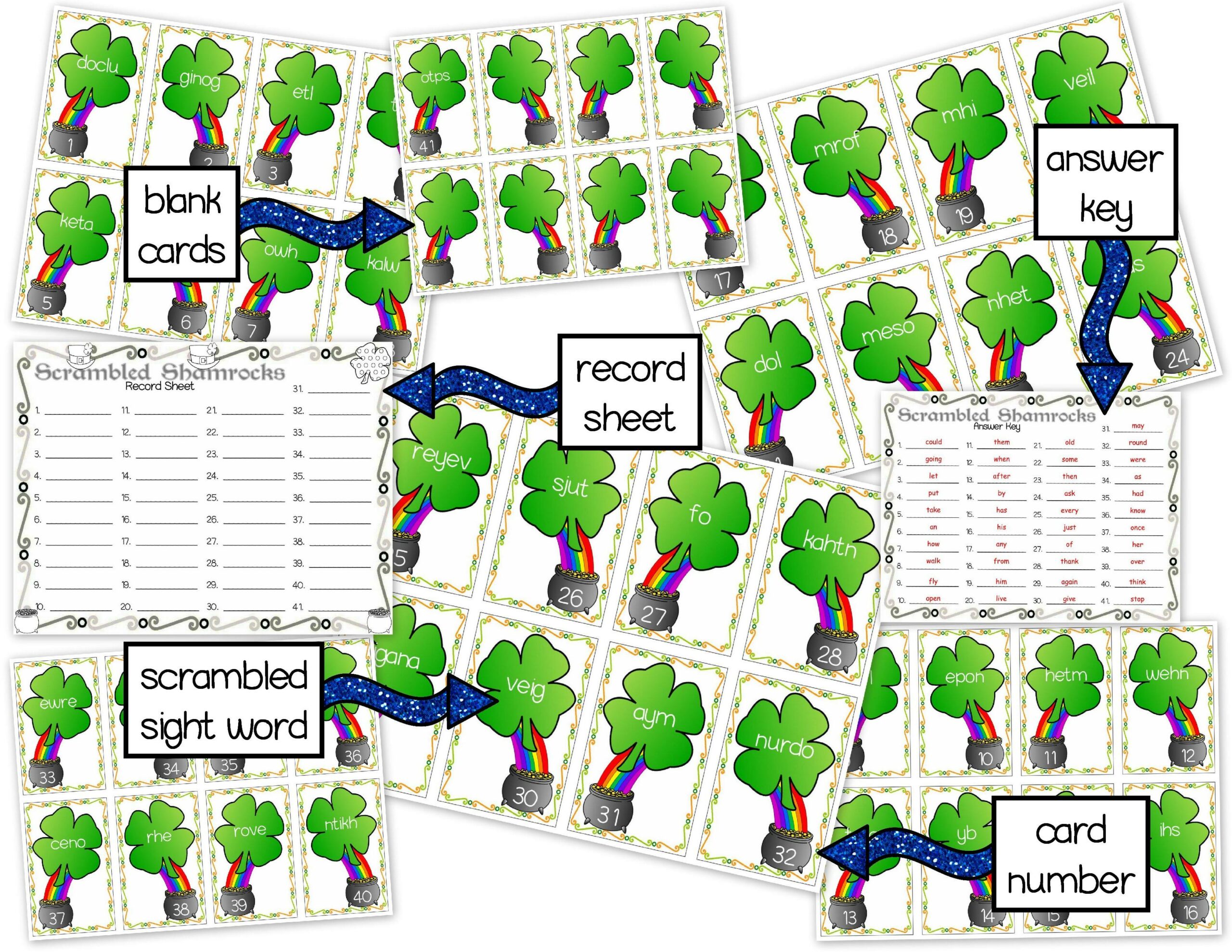 1st Grade Sight Word Task Cards & SCOOT Game - St. Patrick's Day | Made ...
