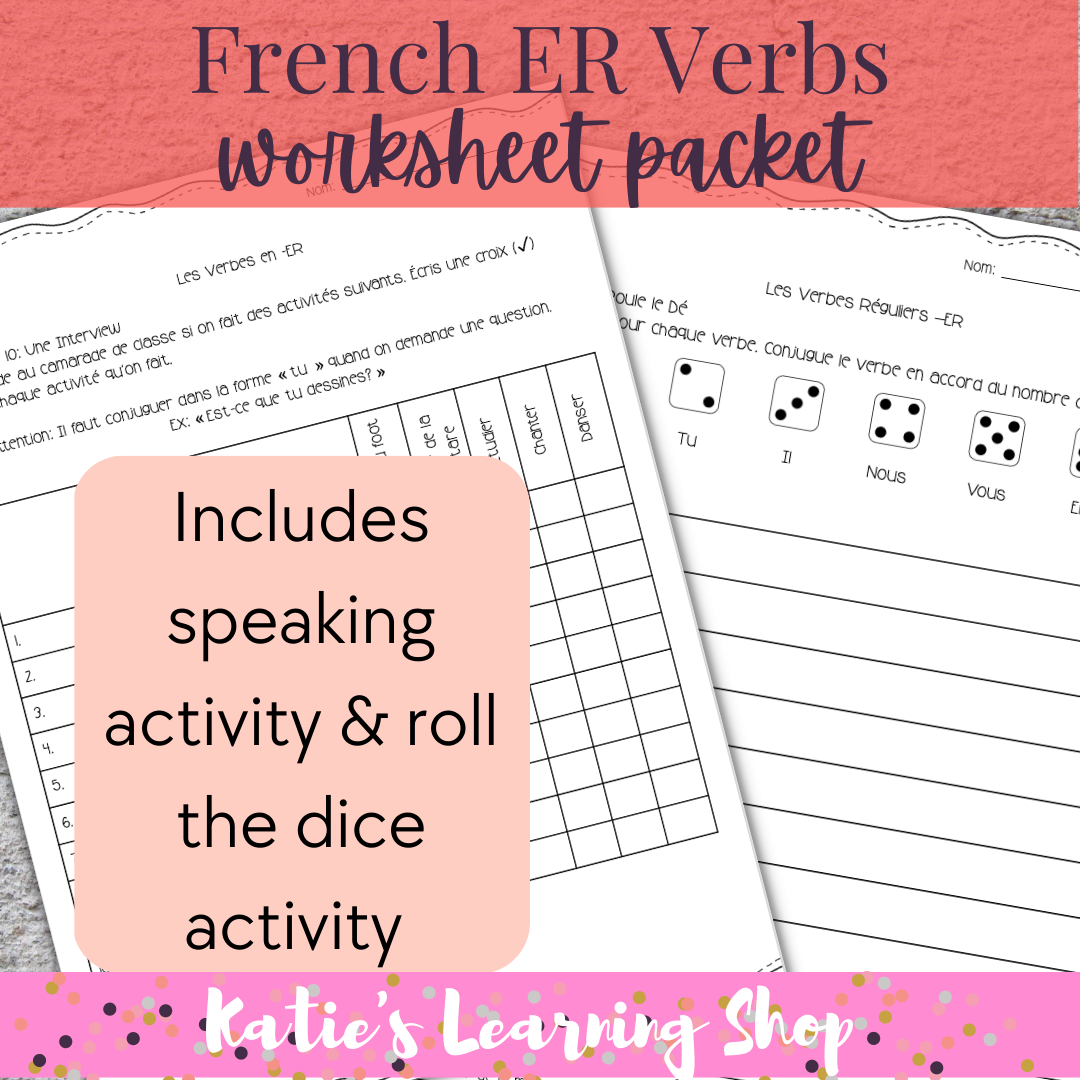 French ER Verbs Worksheet Packet | Made By Teachers