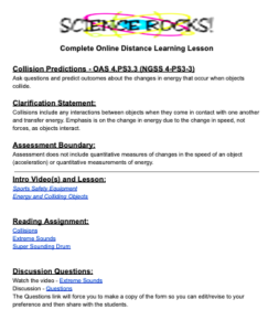 Complete Online Distance Learning Energy Predictions 4.PS3.3, 4-PS3-3 ...