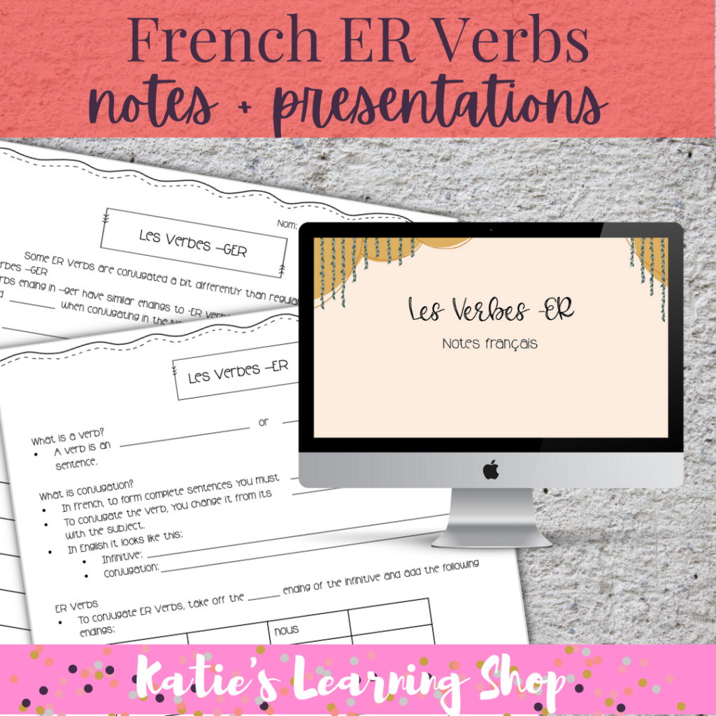 French ER Verbs Notes + Presentations | Made By Teachers