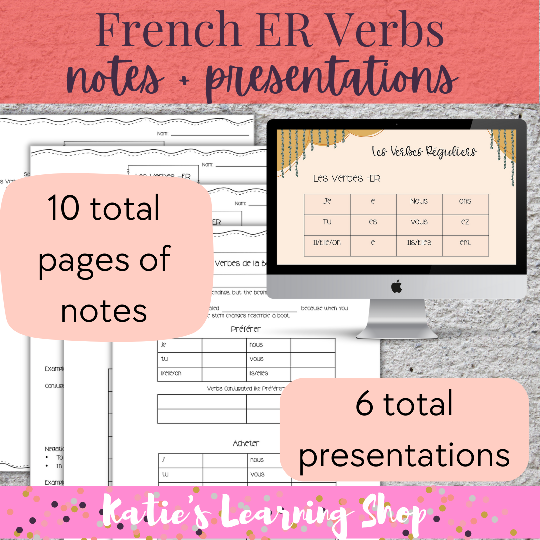 French ER Verbs Notes + Presentations | Made By Teachers