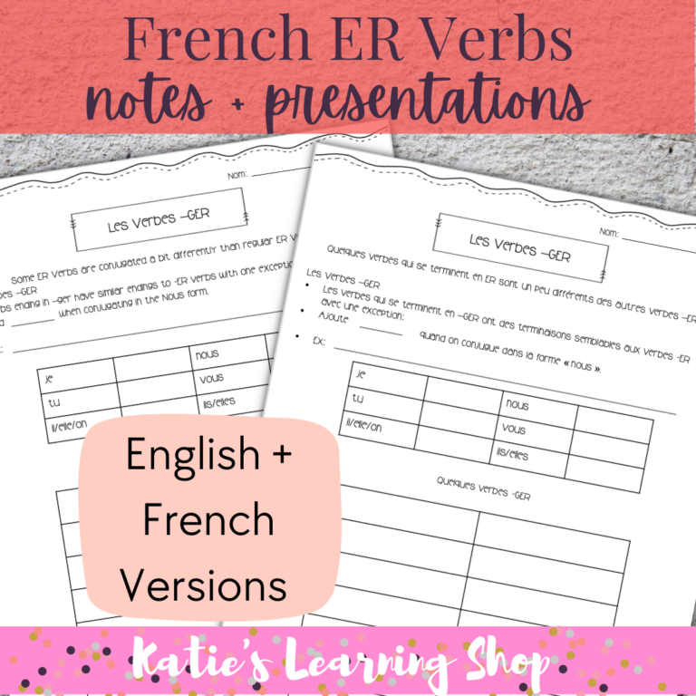 French ER Verbs Notes + Presentations | Made By Teachers