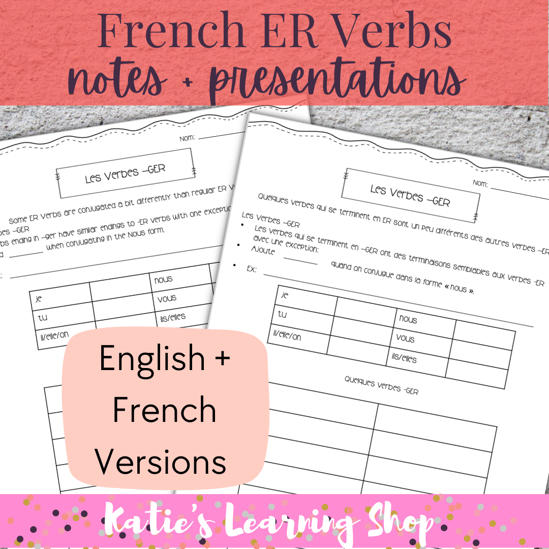 French ER Verbs Notes + Presentations | Made By Teachers