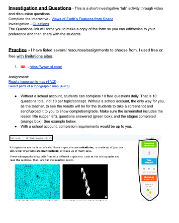 Complete Online Distance Learning Earth's Features 4.ESS2.2, 4-ESS2-2 ...
