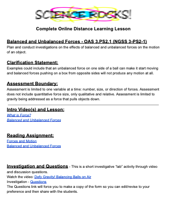 Complete Online Distance Learning Physical Science Bundle 3rd Grade OAS ...