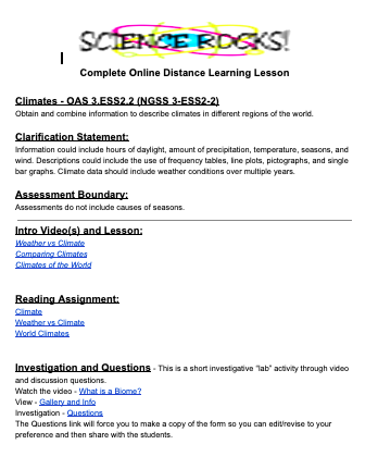 Complete Online Distance Learning Climates 3.ESS2.2, 3-ESS2-2 | Made By ...