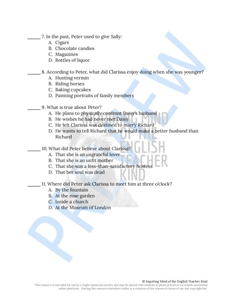 Mrs. Dalloway by Virginia Woolf Quiz Bundle with Answer Keys | Made By ...