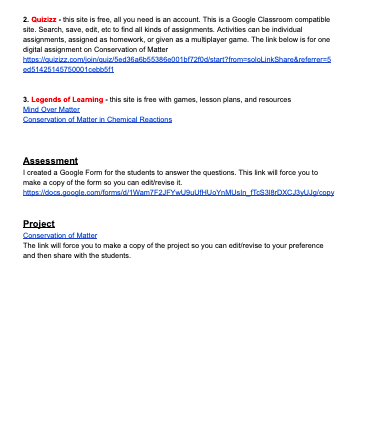 Complete Online Distance Learning Conservation of Matter 5.PS1.2, 5-PS1 ...