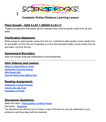 Complete Online Distance Learning Plant Growth 5.LS1.1, 5-LS1-1 | Made ...