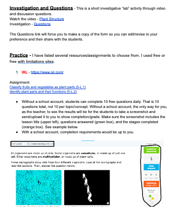 Complete Online Distance Learning Plant Growth 5.LS1.1, 5-LS1-1 | Made ...