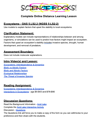 Complete Online Distance Learning Ecosystems 5.LS2.2, 5-LS2-2 | Made By ...