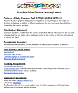 Complete Online Distance Learning Patterns of Daily Change 5.ESS1.2, 5 ...