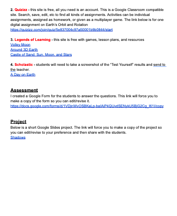 Complete Online Distance Learning Patterns of Daily Change 5.ESS1.2, 5 ...