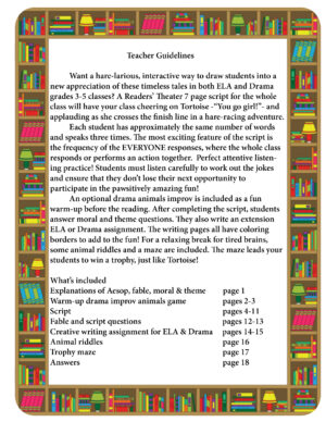 Aesop's Fable The Tortoise and the Hare WHOLE CLASS READERS THEATER ...