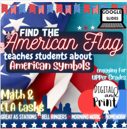 Memorial Day Reading Comprehension & Math Tasks to find the American ...