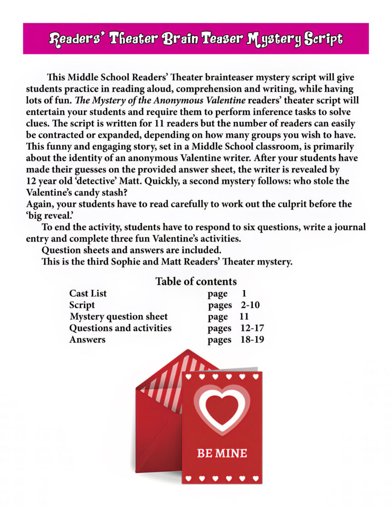 Readers' Theater VALENTINE'S Mystery Script | Made By Teachers