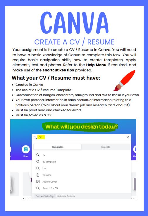 Canva - Create a Resume / CV Assignment for Students | Made By Teachers