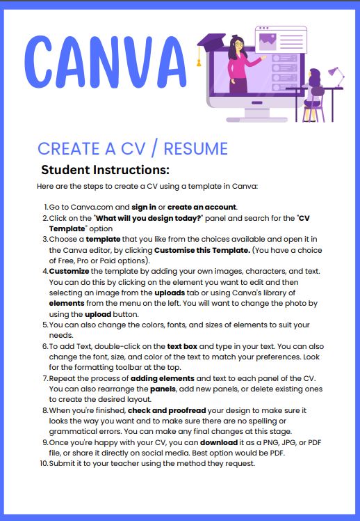 Canva - Create a Resume / CV Assignment for Students | Made By Teachers