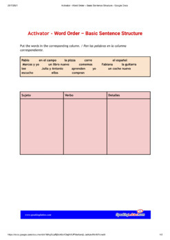 Word Order – Basic Sentence Structure Lesson Plan for Spanish 1 | Made ...