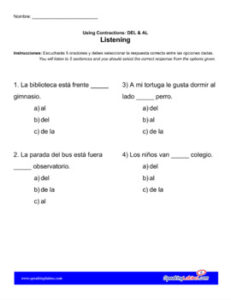 Using Contractions AL and DEL in Spanish Lesson Plan for Spanish 1 ...