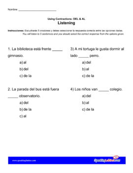 Using Contractions AL and DEL in Spanish Lesson Plan for Spanish 1 ...