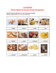 Direct Object Pronouns – Food and Recipes Vocabulary Lesson Plan for ...