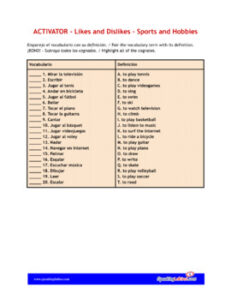 Likes and Dislikes – Sports and Hobbies Lesson Plan for Spanish 1 ...
