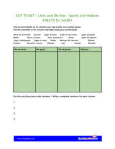 Likes and Dislikes – Sports and Hobbies Lesson Plan for Spanish 1 ...