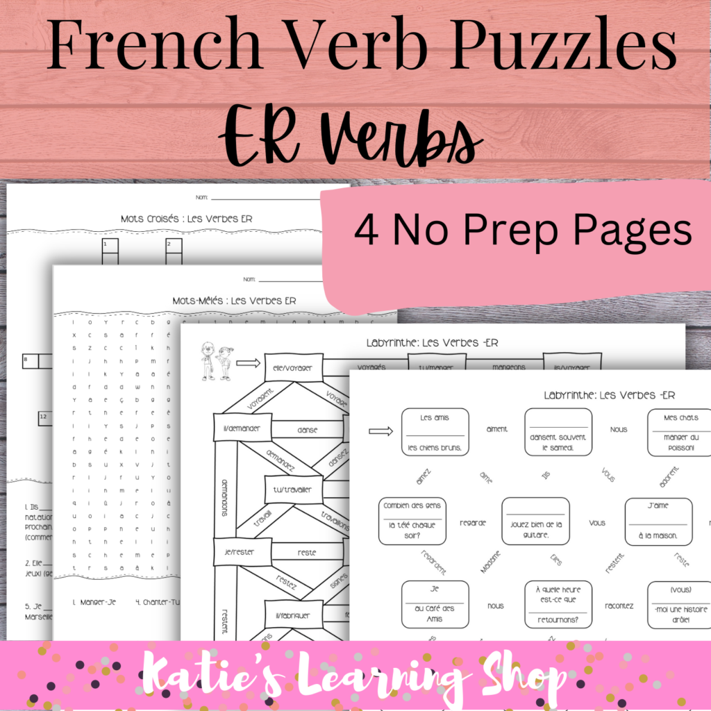 French Verb Puzzles: ER Verbs | Made By Teachers
