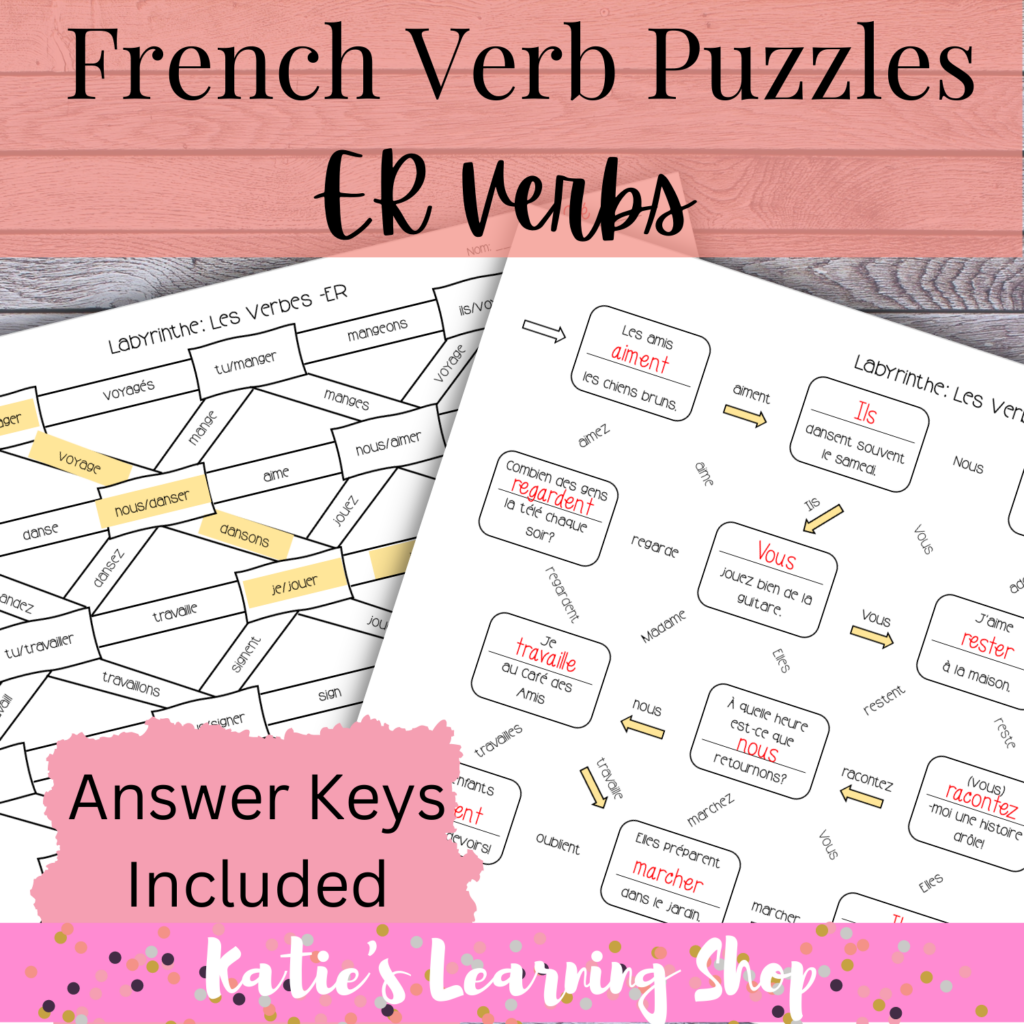French Verb Puzzles: ER Verbs | Made By Teachers