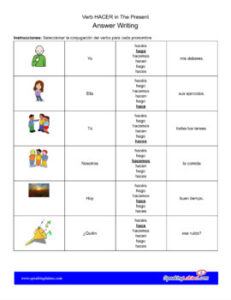 Verb HACER in The Present – School Exams Lesson Plan for Spanish 1 ...