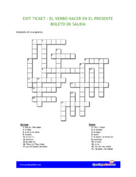 Verb HACER in The Present – School Exams Lesson Plan for Spanish 1 ...