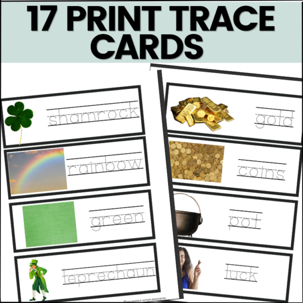 March St Patrick's Day Vocabulary Cards, Traceable Print Cards, & Mini ...