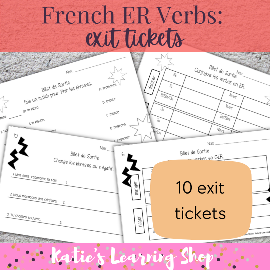 French ER Verbs Exit Tickets | Made By Teachers