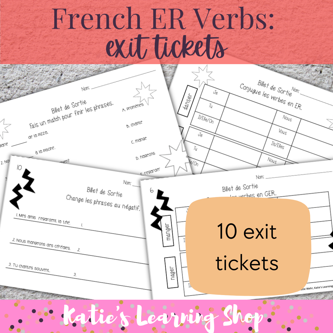French ER Verbs Exit Tickets | Made By Teachers