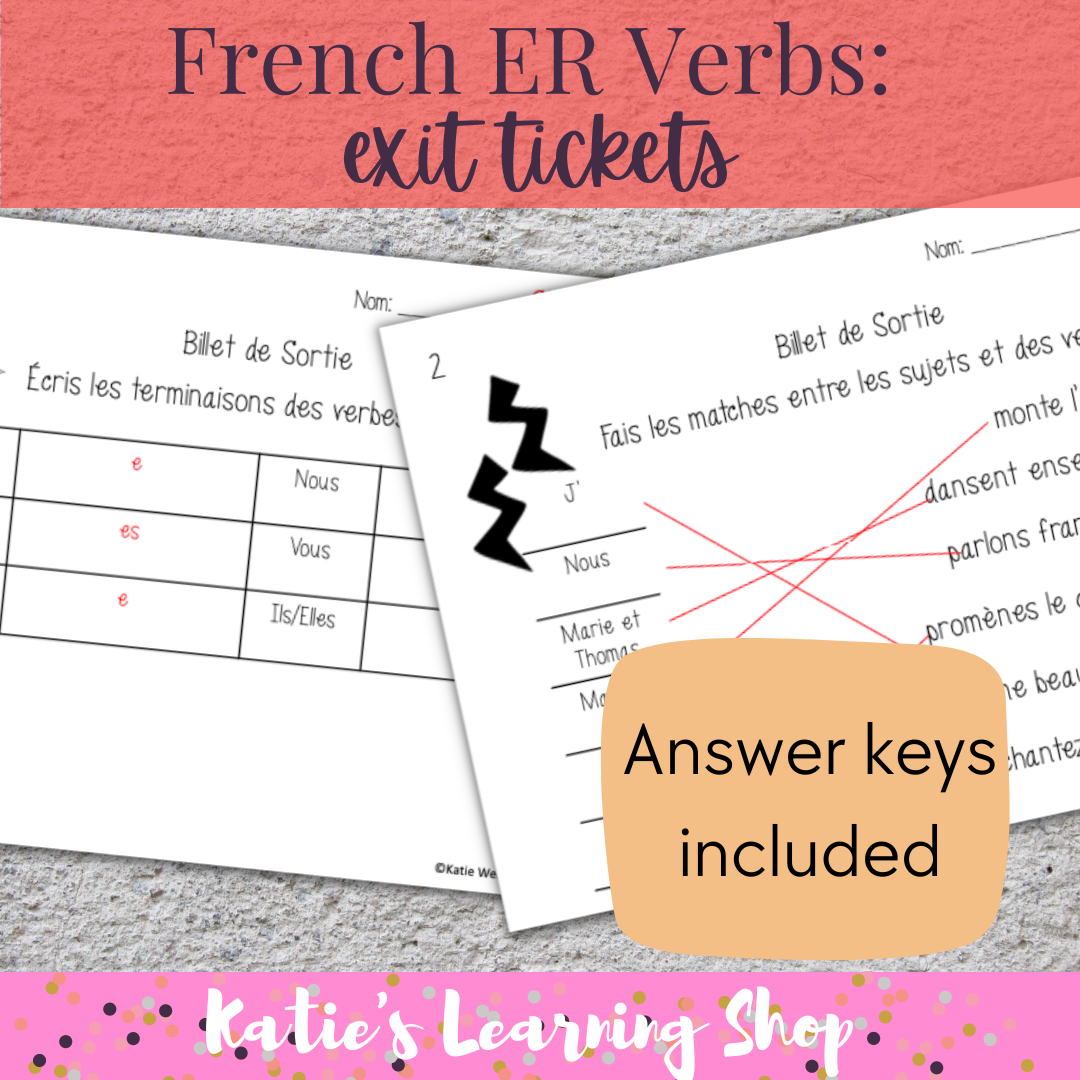 French ER Verbs Exit Tickets | Made By Teachers