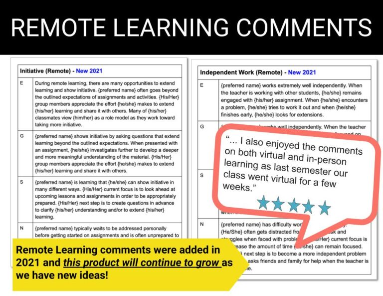 Ontario Learning Skills Report Card Comments - Junior Grades 4 5 6 ...