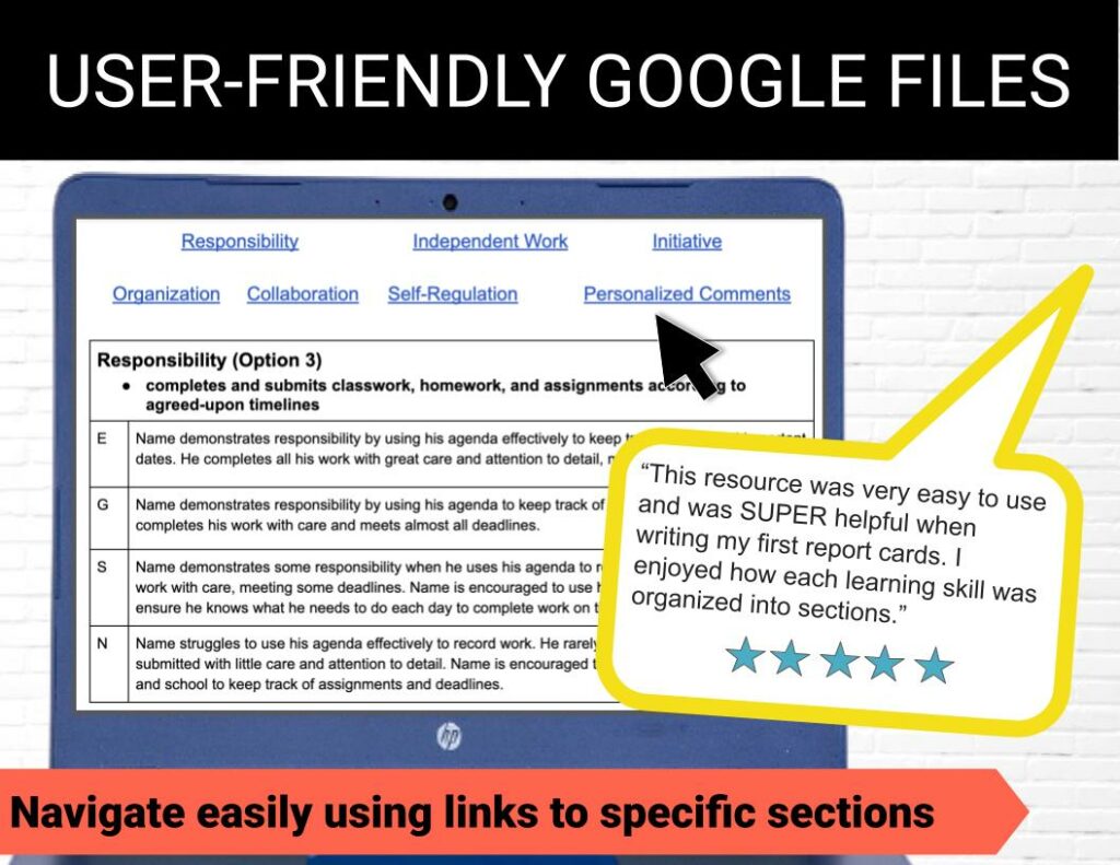 Ontario Learning Skills Report Card Comments - Junior Grades 4 5 6 ...